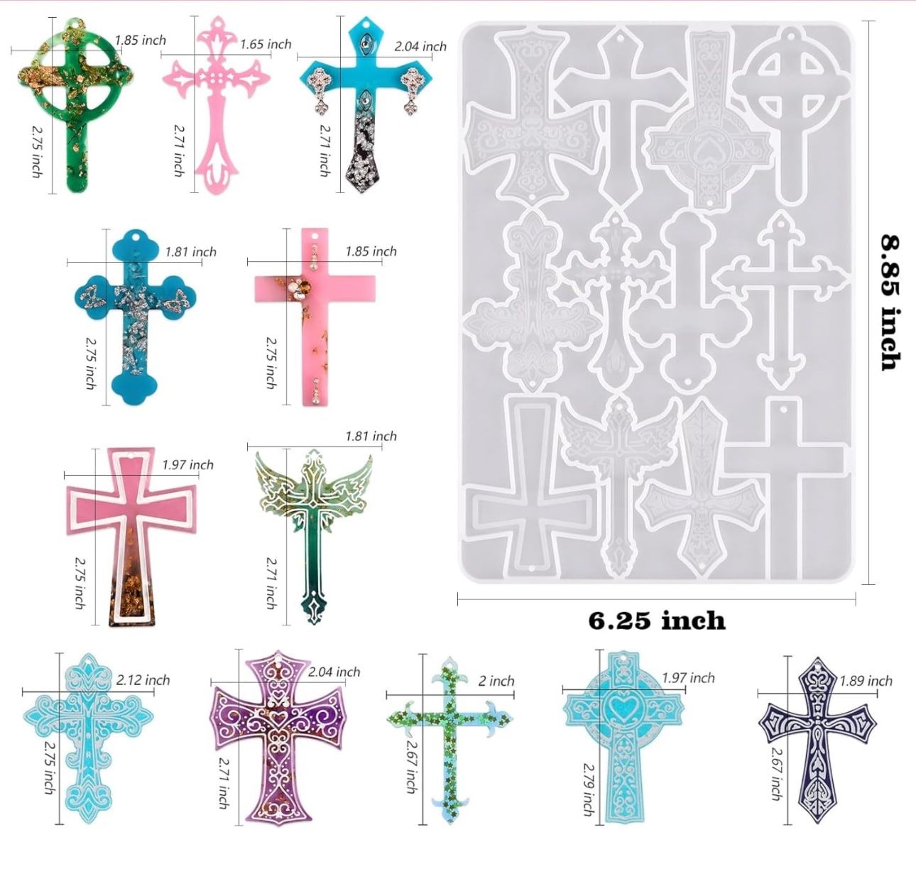 Molde con diferentes cruces (religioso) 882 – Art and Glitter